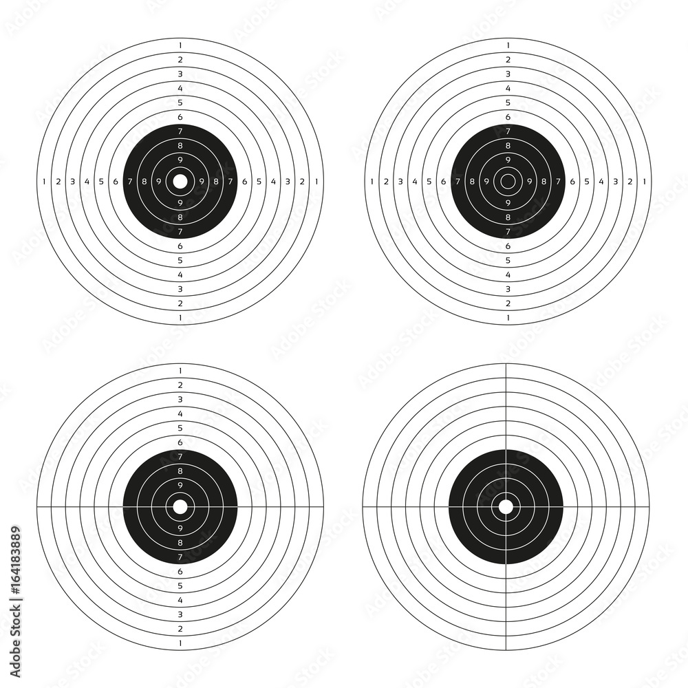 Vector set of shooting targets, blank pistol template for printing ...