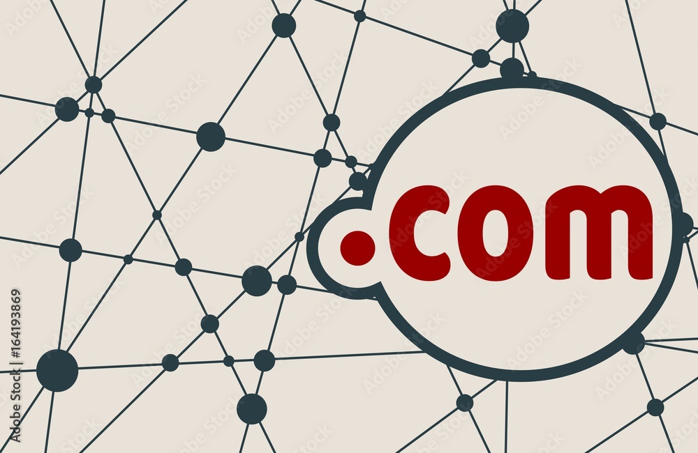 Dot com domain name. Internet and web telecommunication concept ...