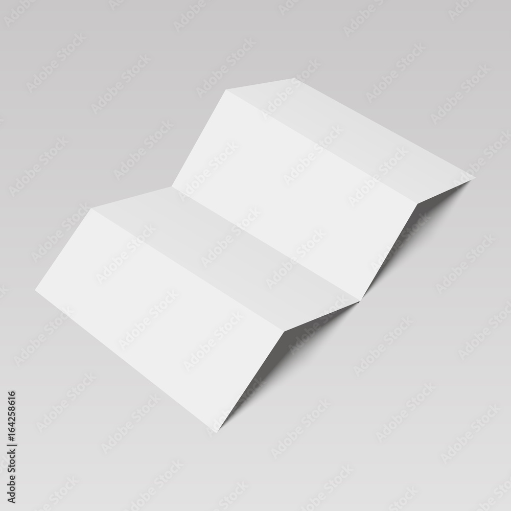 Blank four folded fold paper leaflet, flyer, broadsheet. Vector ...