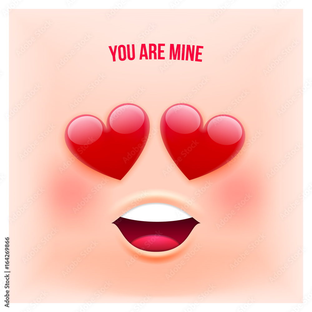Vector Emoji Style Card with Text Your Are Mine Stock Vector | Adobe Stock