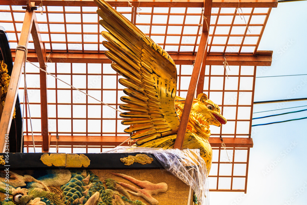 Golden fighrehead of Fune boko of Gion Matsuri the Japanese most famous ...
