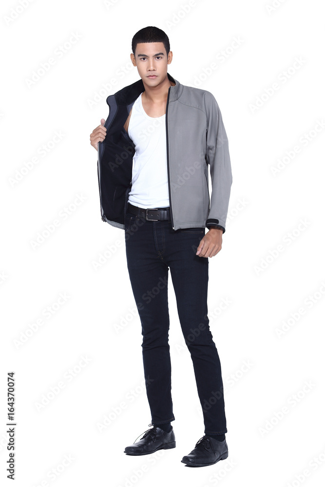 Tan Skin Asian skin head, handsom muscle good looking man in white vest ...