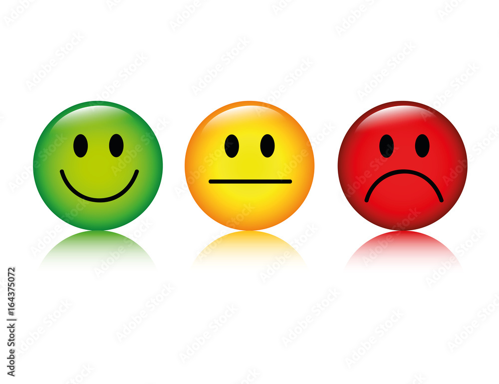 Stock-Vektorgrafik „smiley bewertung positiv neutral negativ“ | Adobe Stock
