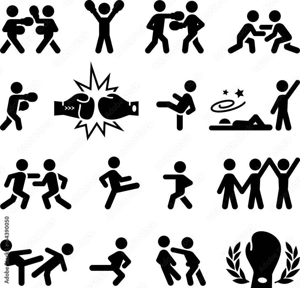Fighting Icons - Black Series Stock Vector | Adobe Stock