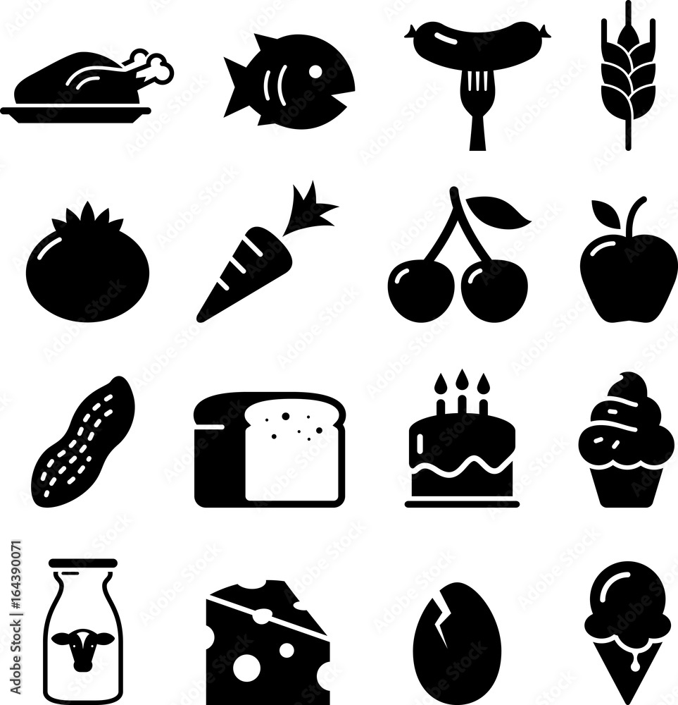 Food Icons - Black Series Stock Vector | Adobe Stock