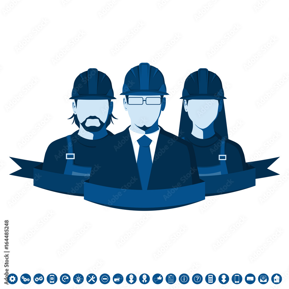 Engineering team. Flat avatars of technical service employees. Vector ...
