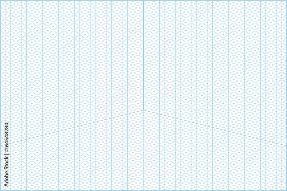 Vector blue wide angle isometric grid graph paper horizontal background ...