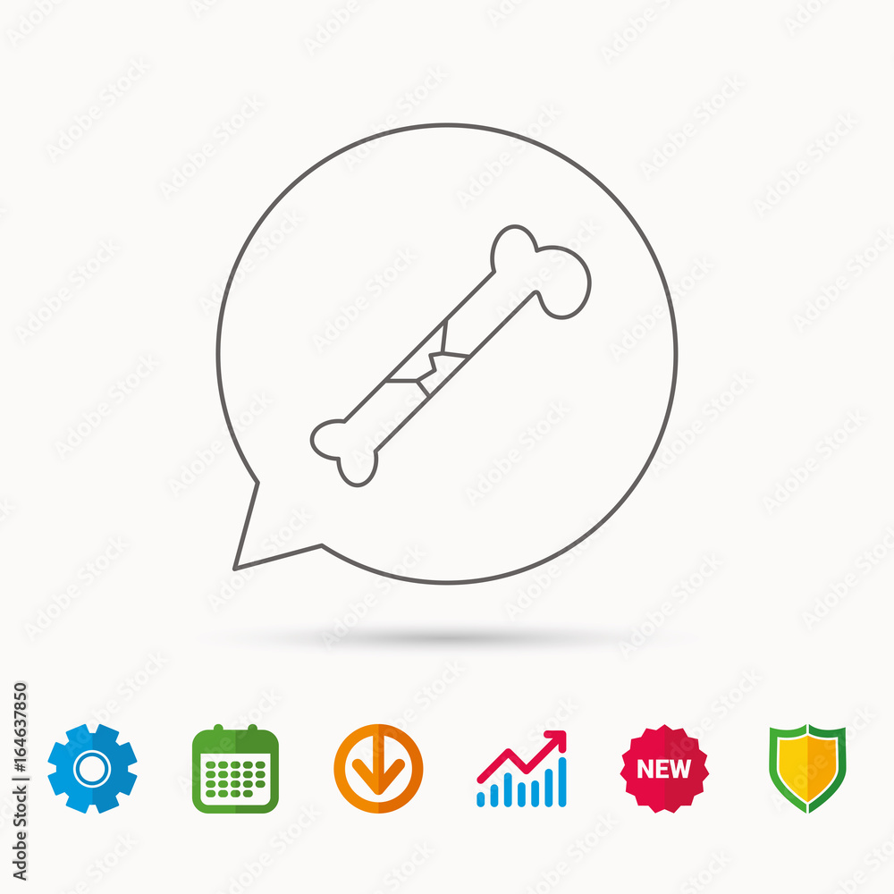 Bone fracture icon. Traumatology sign. Human bone break. Calendar ...