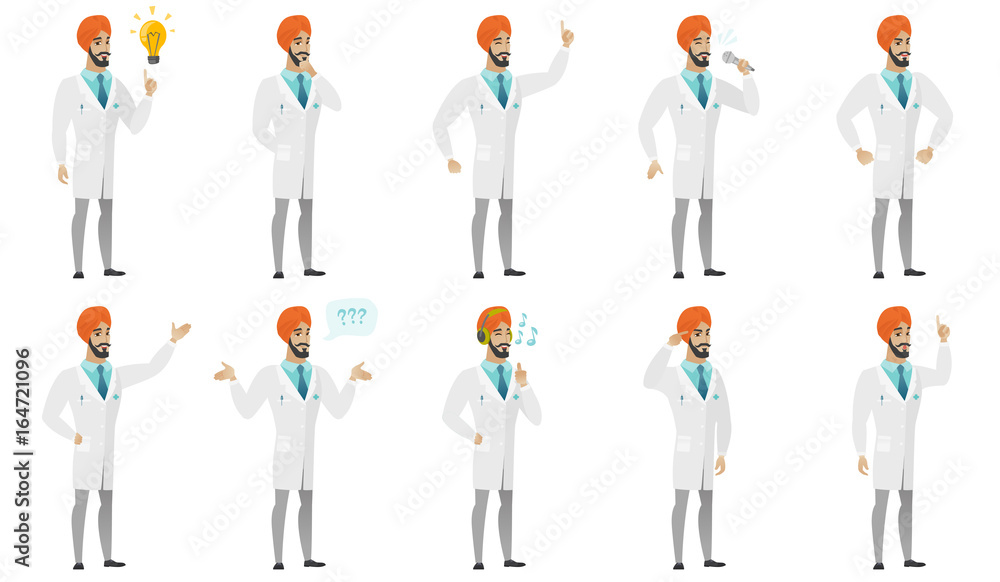 Muslim doctor vector illustrations set. Stock Vector | Adobe Stock