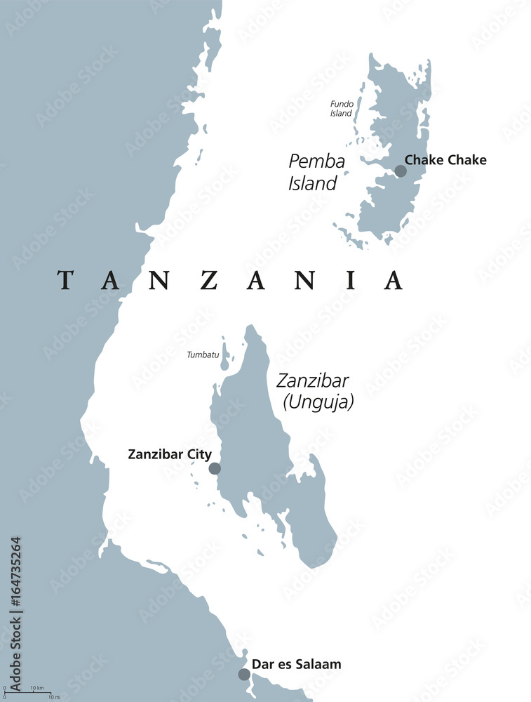 Vector de Stock Zanzibar and Pemba Island political map. Semi-autonomous region of Tanzania in ...