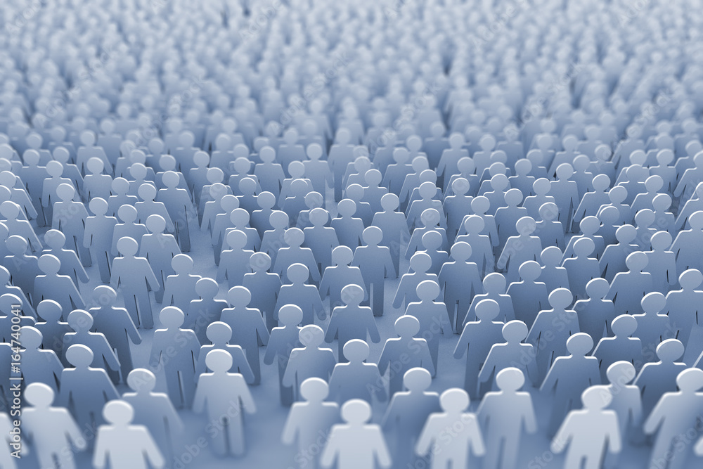 Large group of stick figure people. 3D Rendering Stock Illustration ...