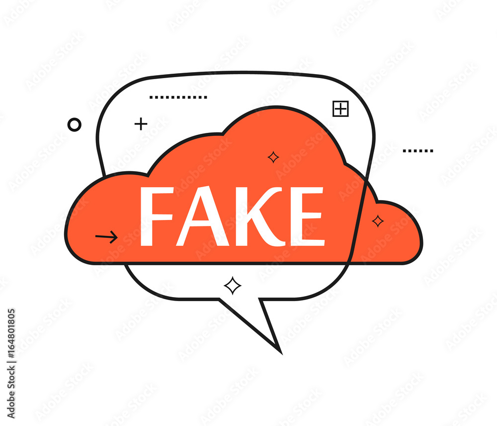Outline speech bubble with Fake phrase. Most commonly used replica ...