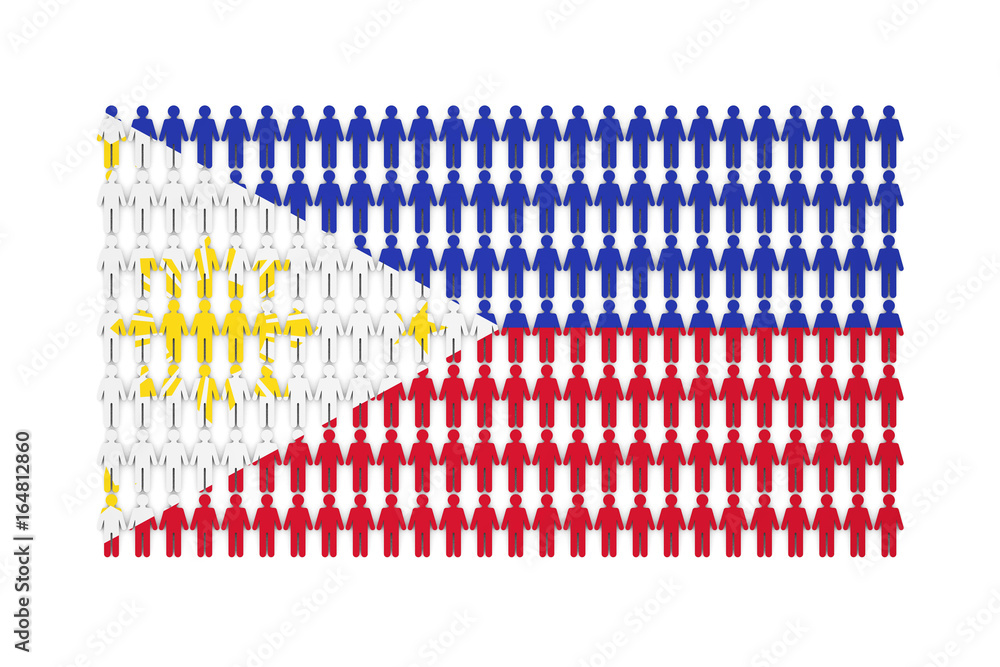 Philippines population concept. group of stick figure people with ...