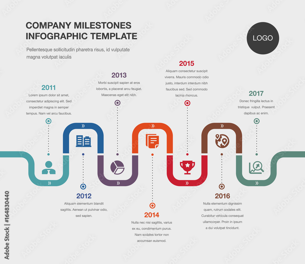 Vector Infographic Company Milestones Timeline Template. Stock Vector ...