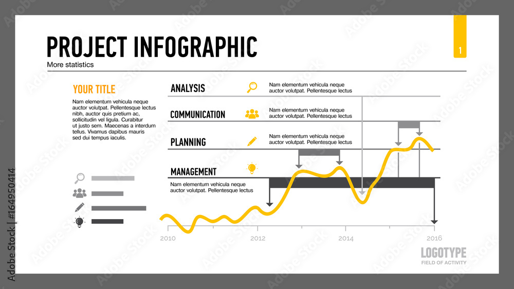 Measures and Line Chart Slide Template Stock Vector | Adobe Stock
