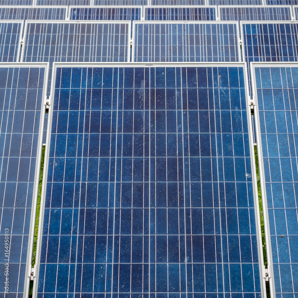Solar energy panels. Full frame detail of panels in a sustainable and ...