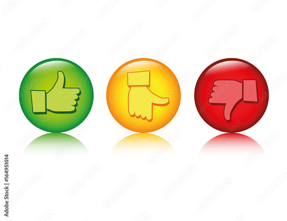 Stock-Vektorgrafik „bewertung positiv neutral negativ daumen“ | Adobe Stock