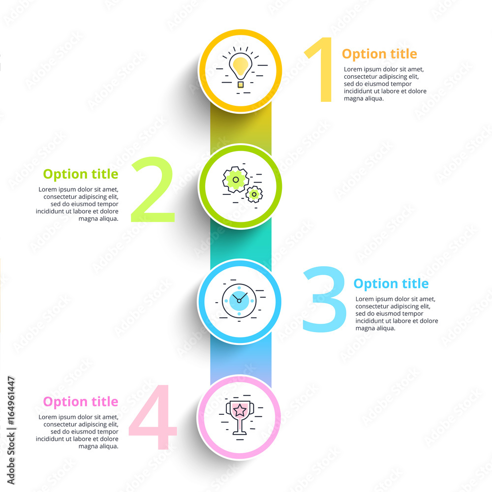 Business process chart infographics with 4 step circles. Circular ...