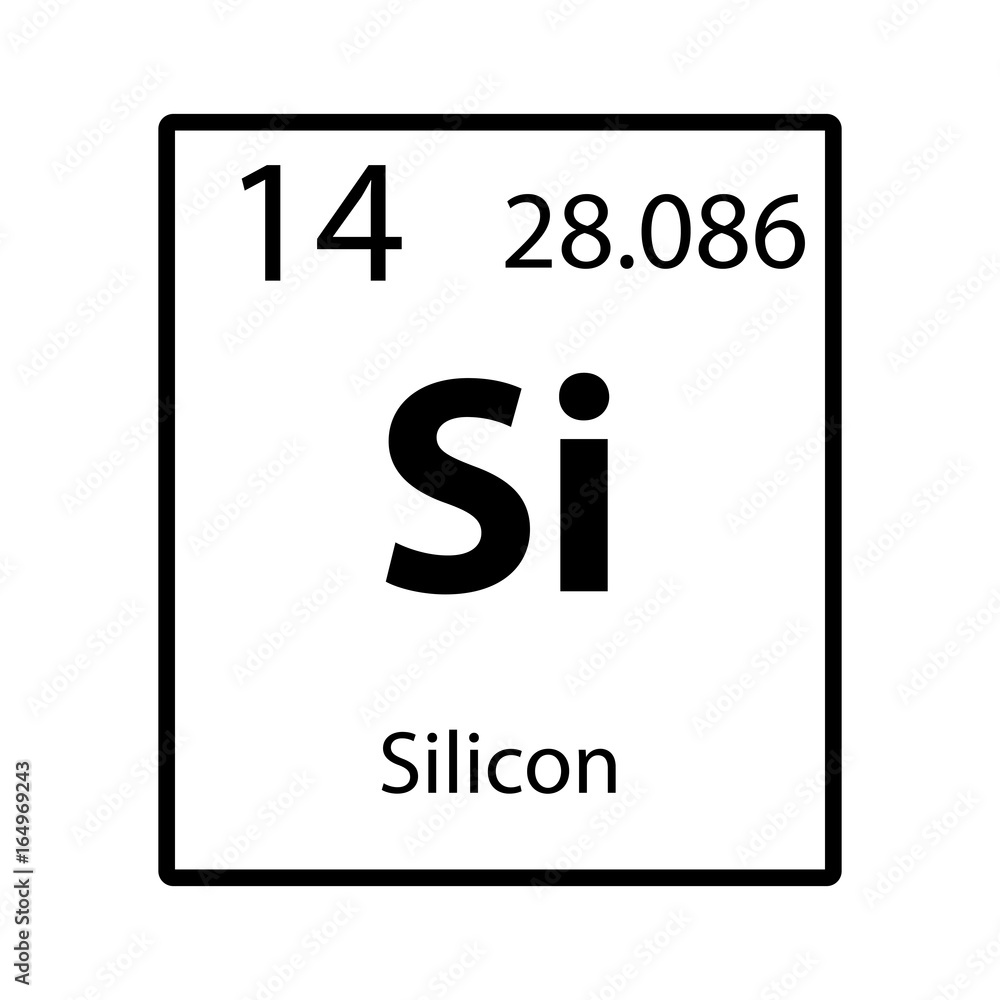 Silicon periodic table element icon on white background vector Stock ...