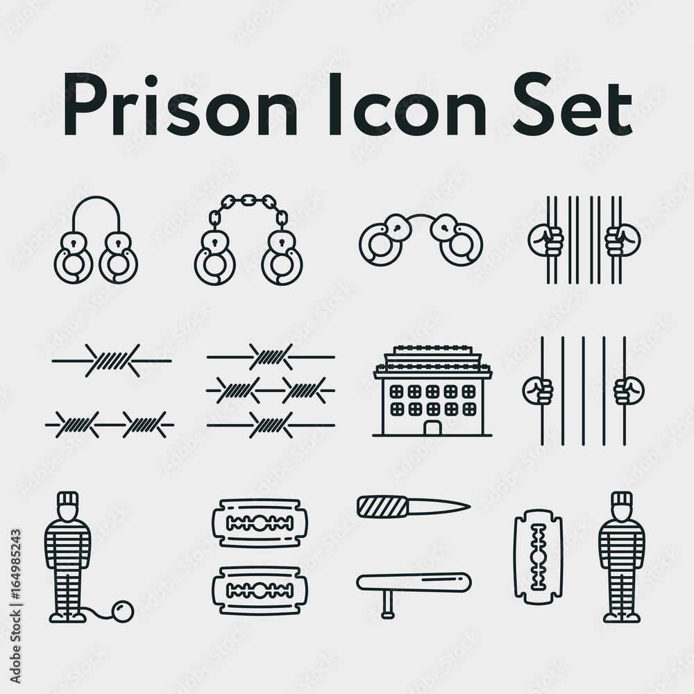 Prison Jail Justice Prisoner Minimalistic Flat Line Outline Stroke Icon ...