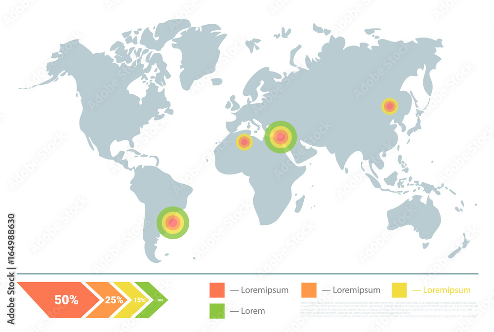 World map. Geographical infographic. Immigration routes infographic ...