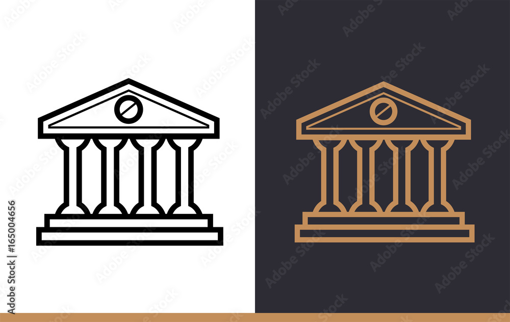 Vector linear icons BANK BUILDING of finance, banking. High quality ...