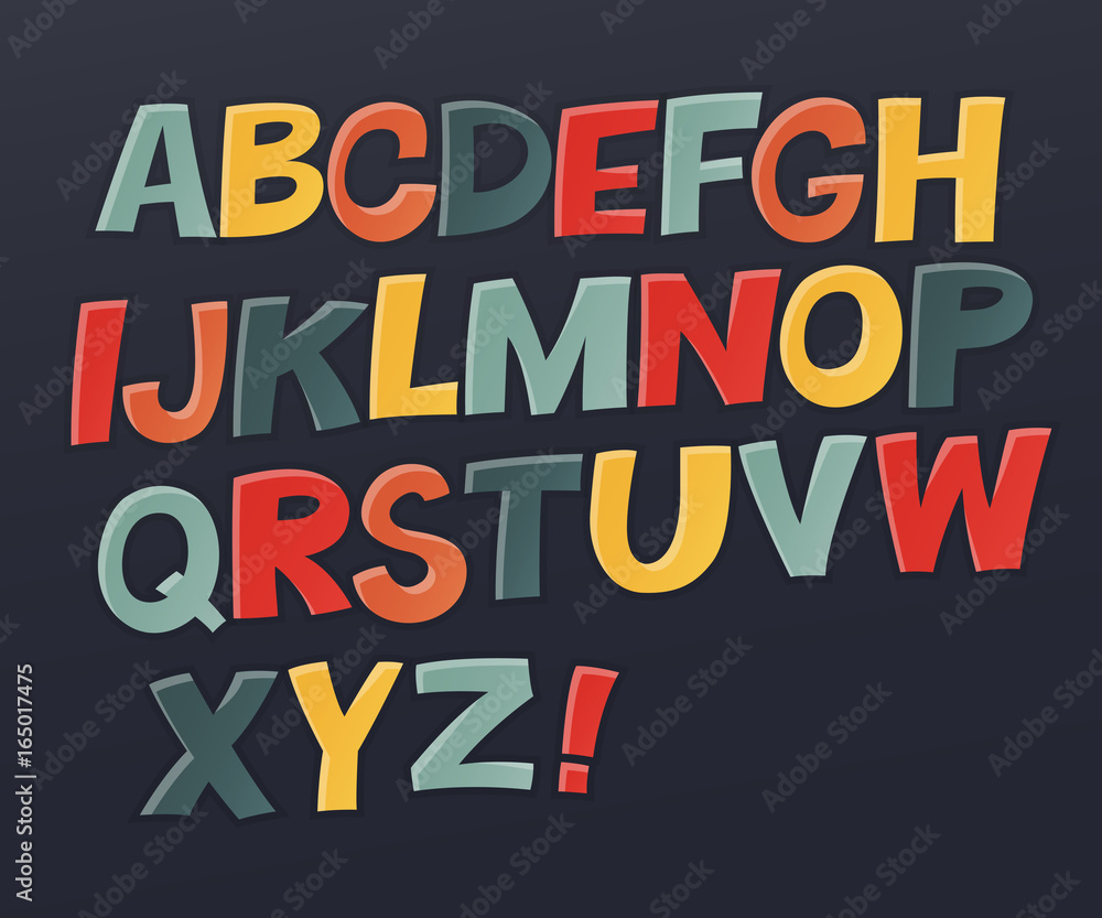 Comic colorful alphabet. Vector set. Comic text. Comics book style ...