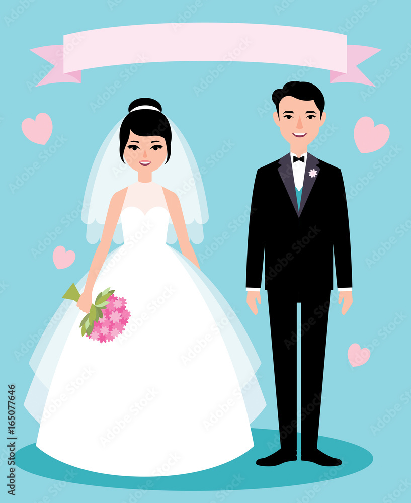Stock vector cartoon illustration in a flat style happy couple newly ...