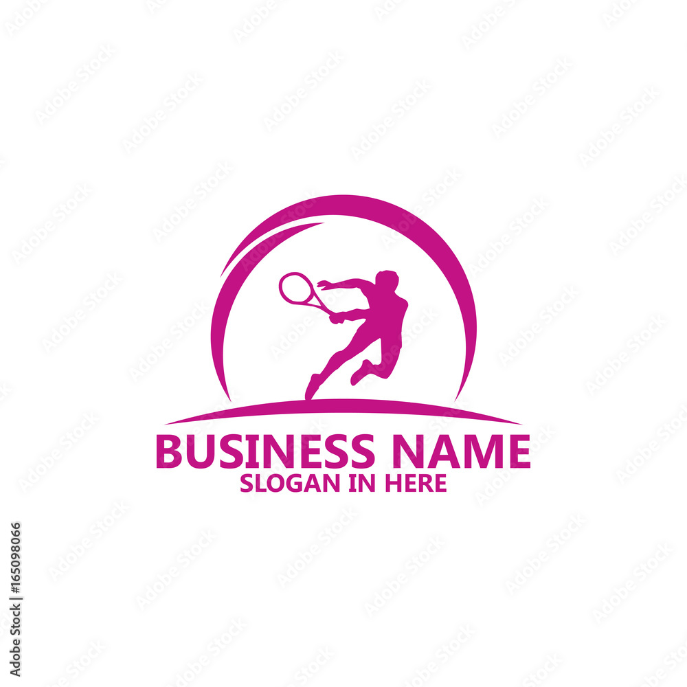 Tennis Player Logo Template Design Stock Vector | Adobe Stock
