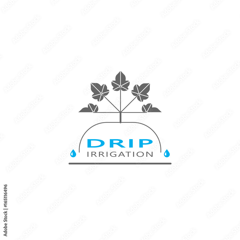 Drip irrigation system logo design template. Vector illustration. Stock ...
