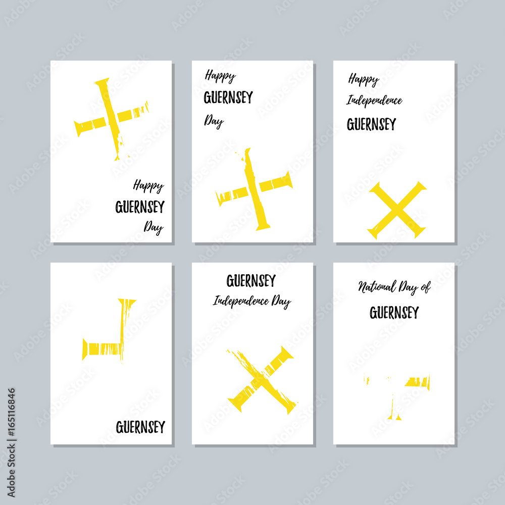Guernsey Patriotic Cards for National Day. Expressive Brush Stroke in ...