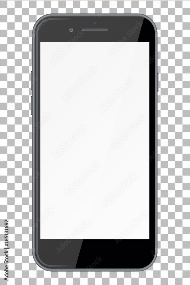 Smart phone with blank screen isolated on transparent background. Stock ...