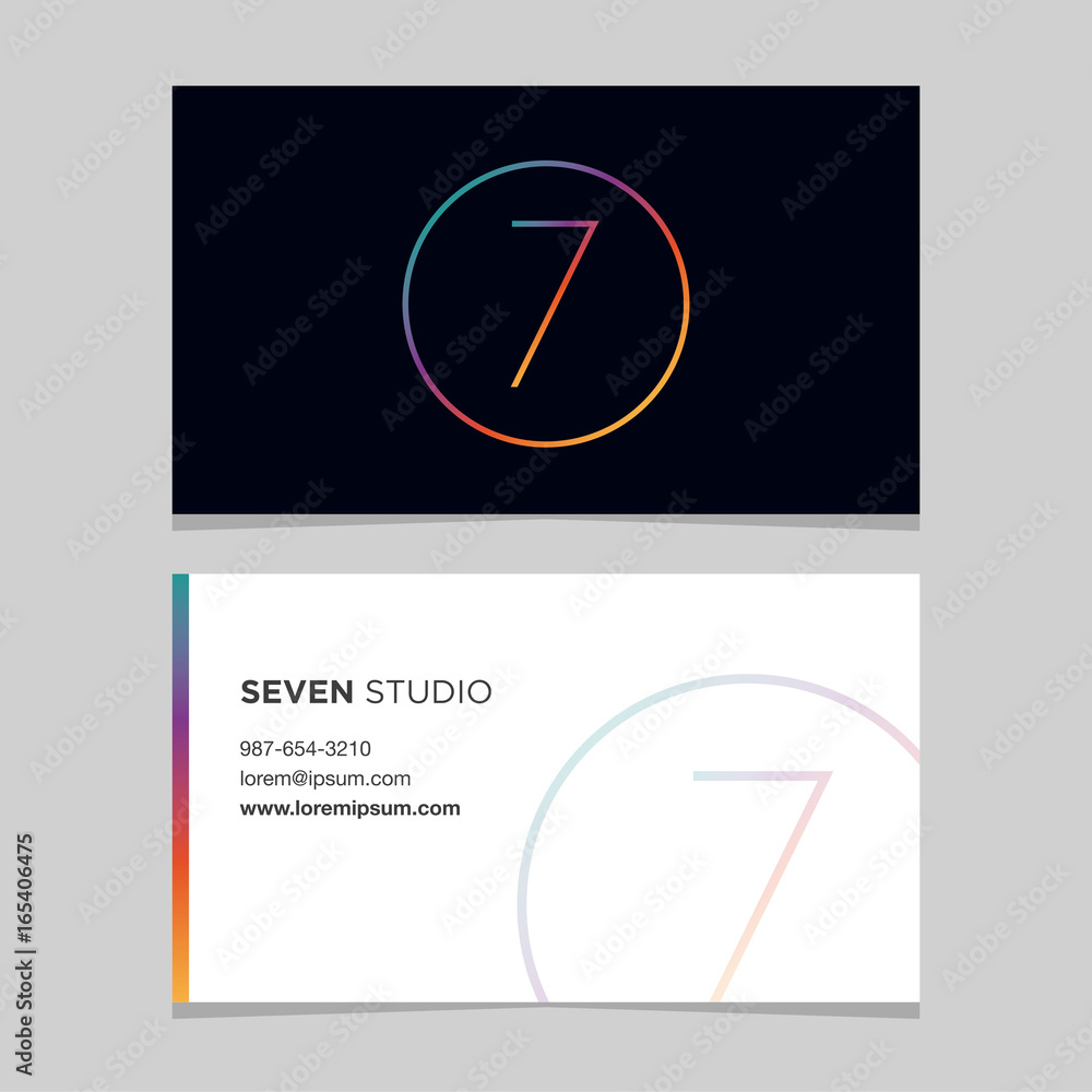Logo number "7", with business card template. Vector graphic design ...