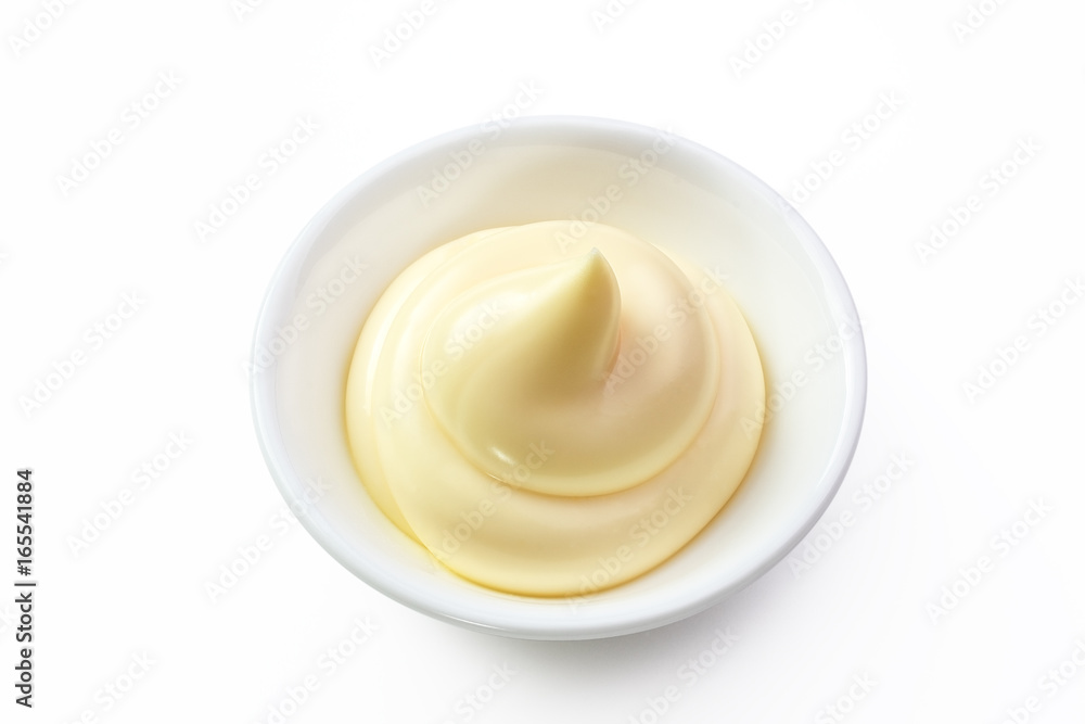 mayonnaise in a dish isolated white background Stock Photo | Adobe Stock