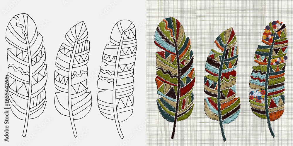Embroidery Designs. Feathers. Colorful hoop art. Boho, crafts, hand ...