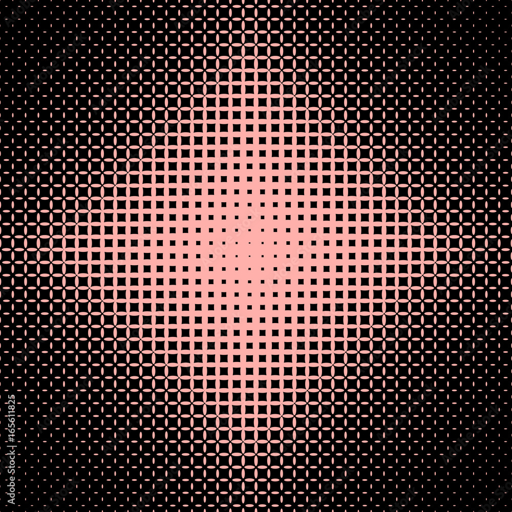 Symmetrical halftone ellipse grid pattern background - vector graphic from ellipses in varying ...