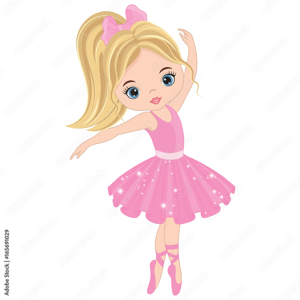 Vector Cute Little Ballerina Dancing Stock Vector | Adobe Stock