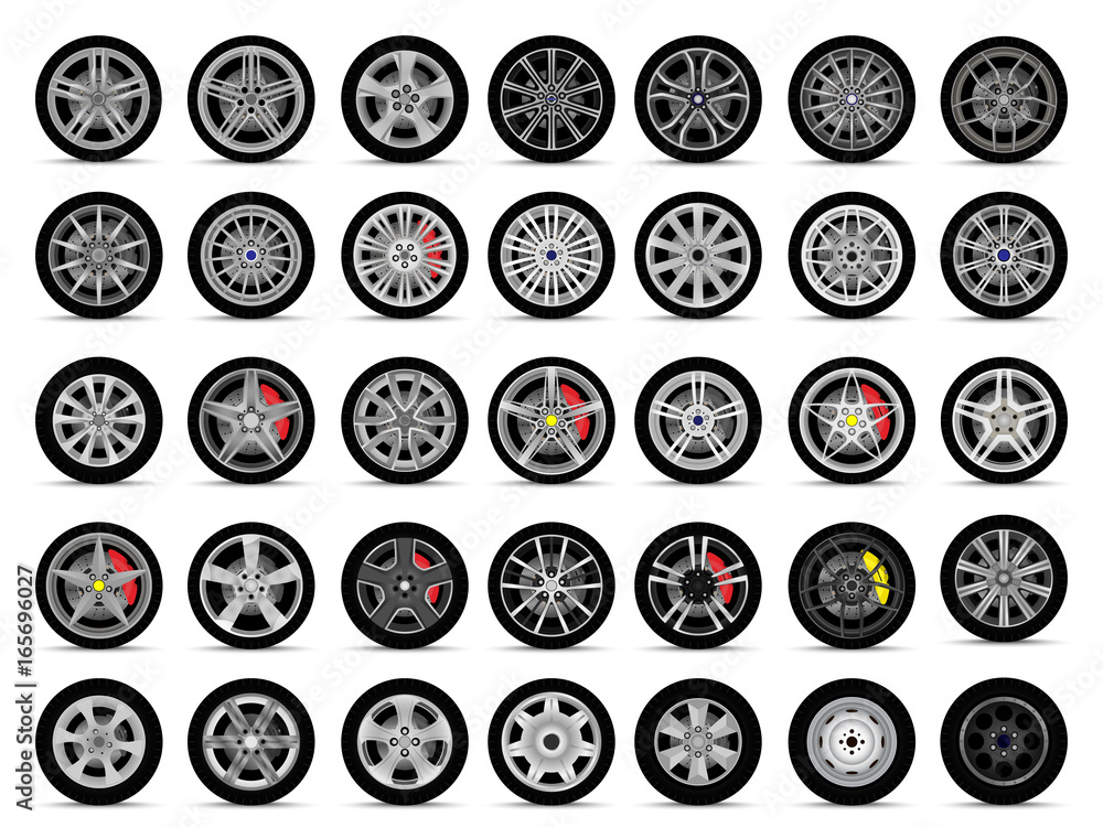 car wheels set Stock Vector | Adobe Stock