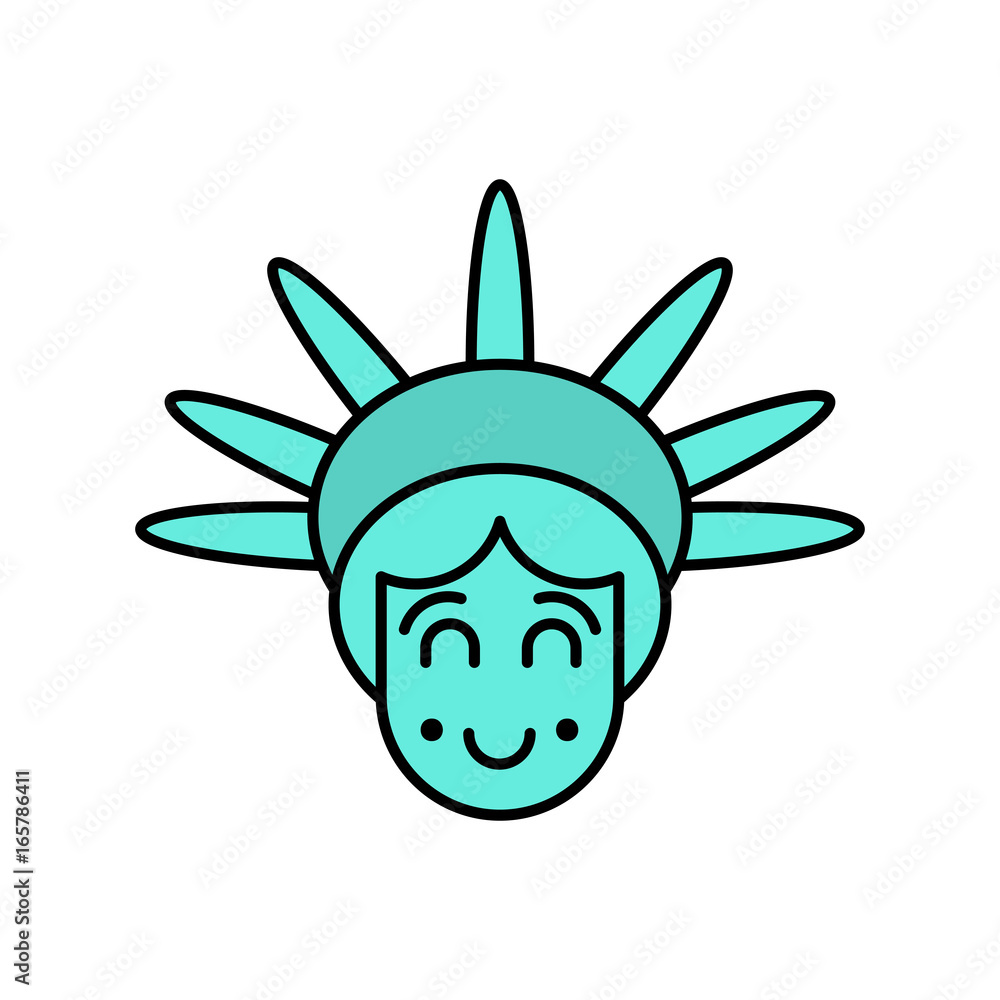 Statue of Liberty face emoji. Sightseeing America. Happy head of ...