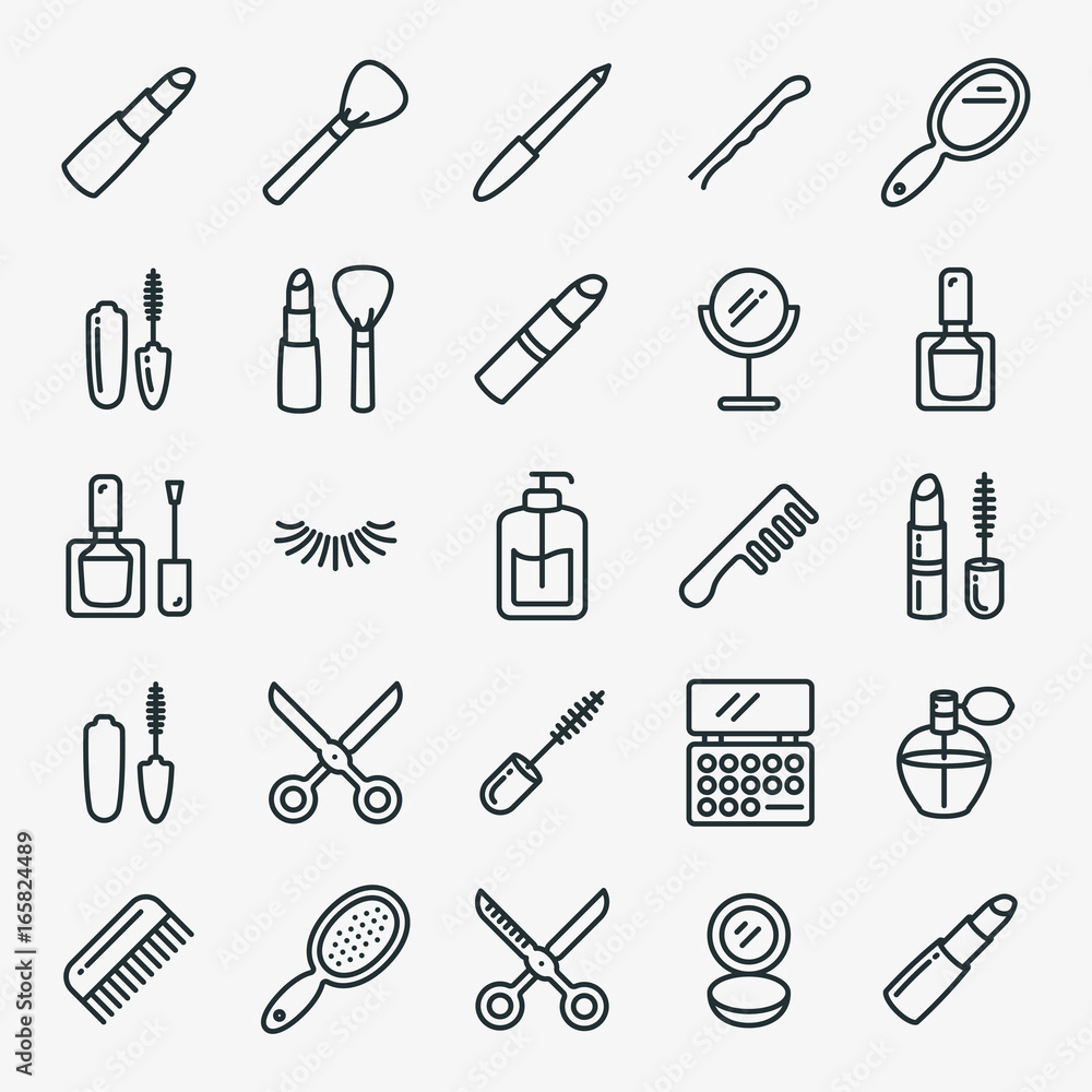 Beauty Cosmetic Minimalistic Flat Line Outline Stroke Icon Pictogram ...