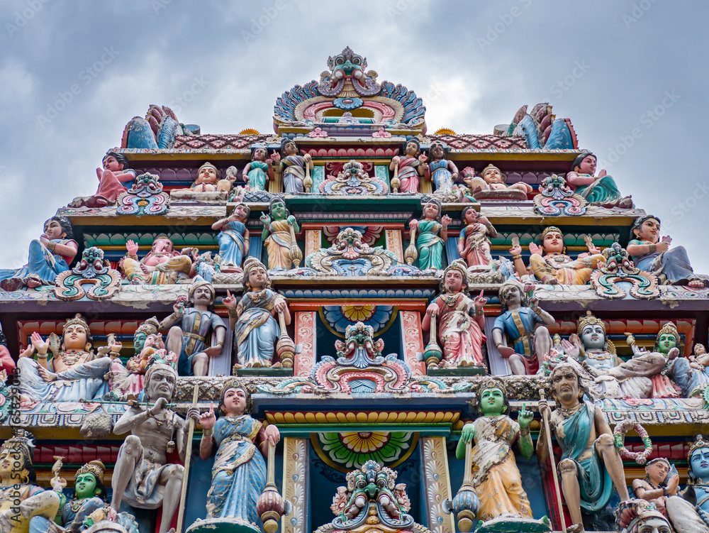 Sculpture, architecture and symbols of Hindu temple at Singapore , Sri ...