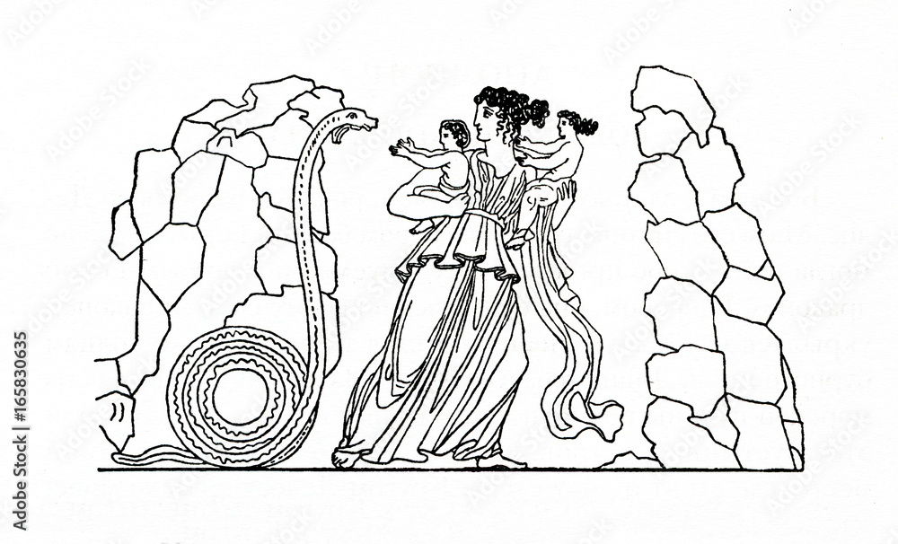 Leto, greek goddess of motherhood, with the infants Apollo and Artemis ...