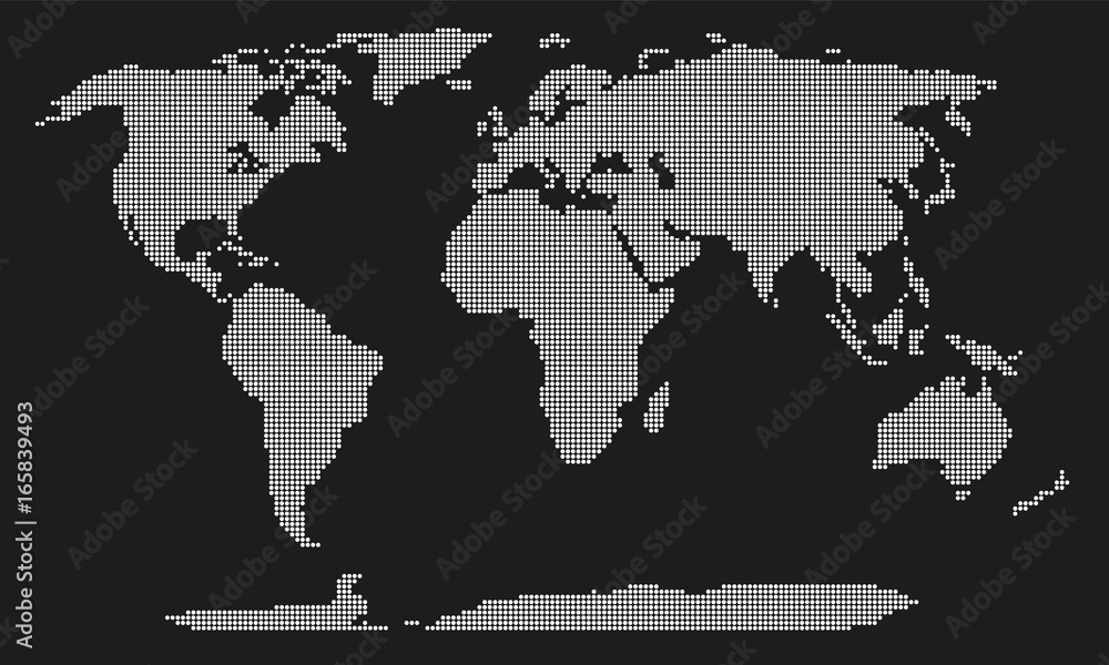 dotted world map isolated on white background Stock Vector | Adobe Stock