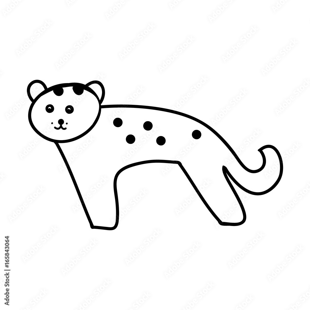 Cheetah outline a simple white background, vector illustration Stock ...