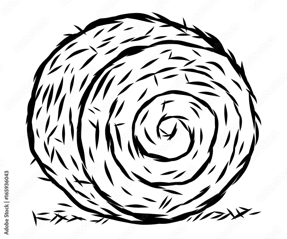 rolled hay / cartoon vector and illustration, black and white, hand ...