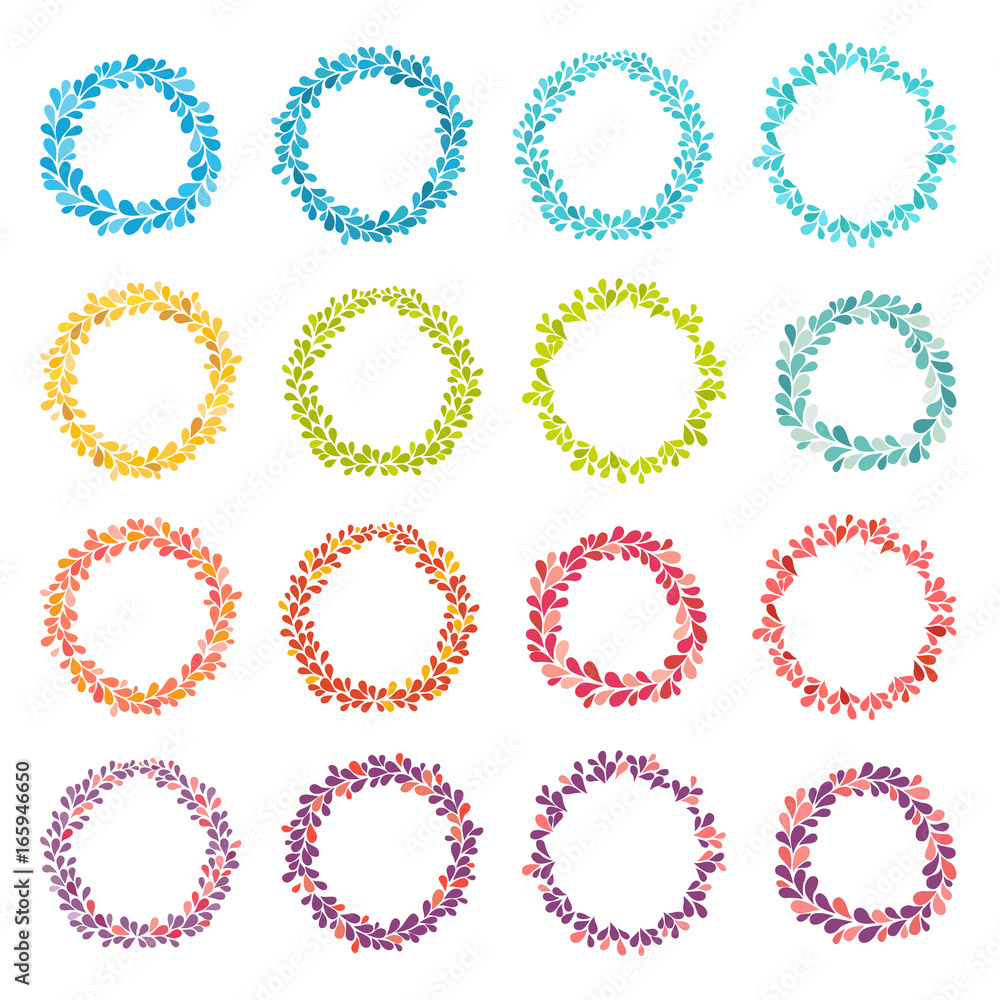Circle frame vector collection. Hand drawn coloring round frames ...