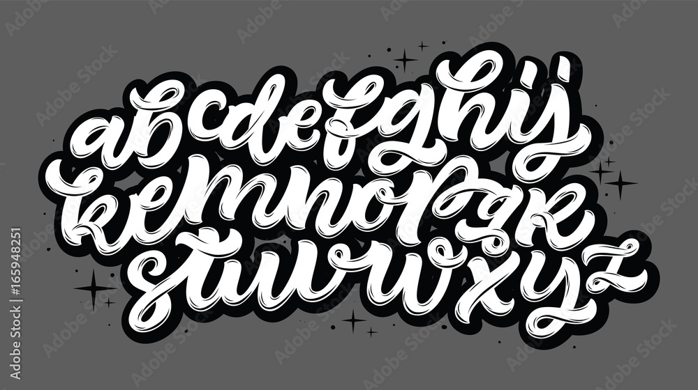 Vector hand drawn alphabet. Brush painted letters. Handwritten script ...
