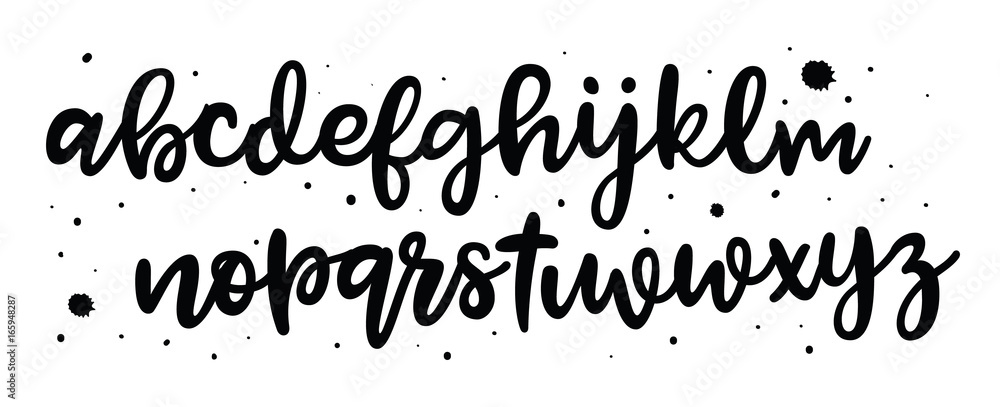 Calligraphic vector script font. Handwritten brush style modern ...