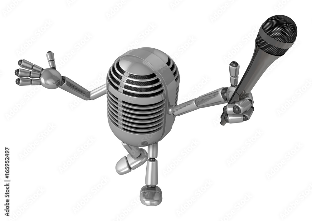 Stock-Illustration „3D Classic Microphone Mascot the hand is holding a ...