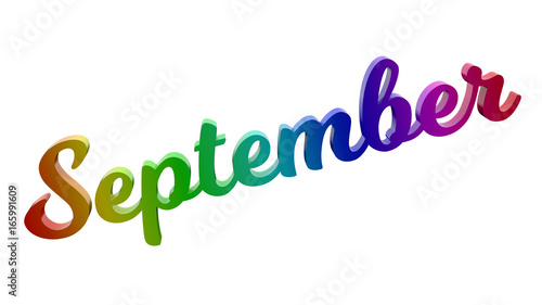 September Month Calligraphic Text Title 3D Letters Colored With RGB ...